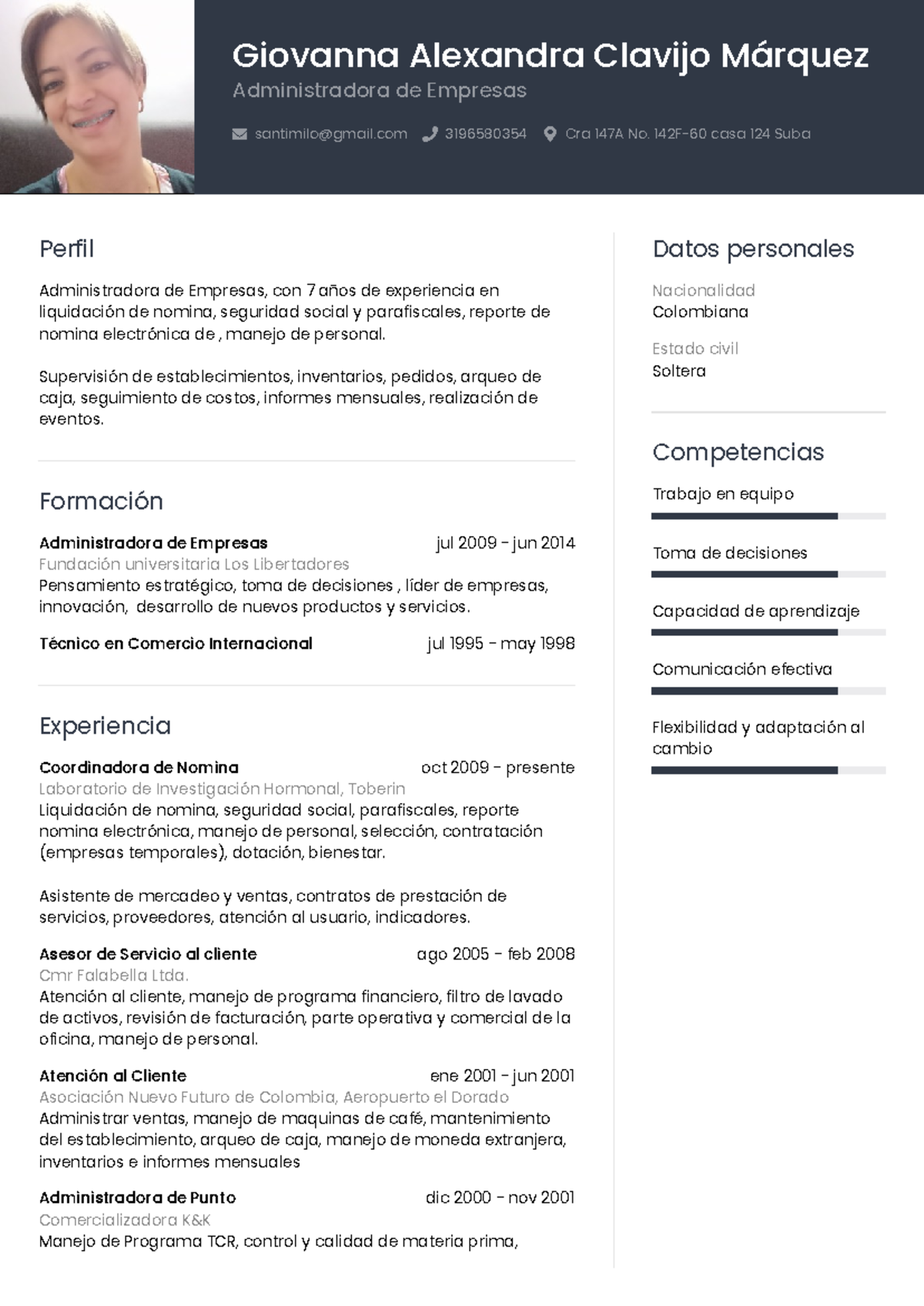 CV hojas de vida - Giovanna Alexandra Clavijo Márquez Administradora de ...