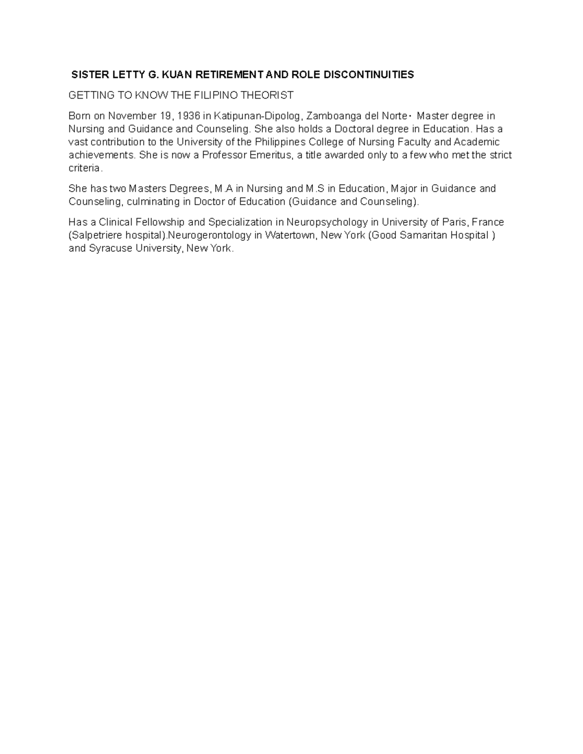 Sister Letty G - SISTER LETTY G. KUAN RETIREMENT AND ROLE ...