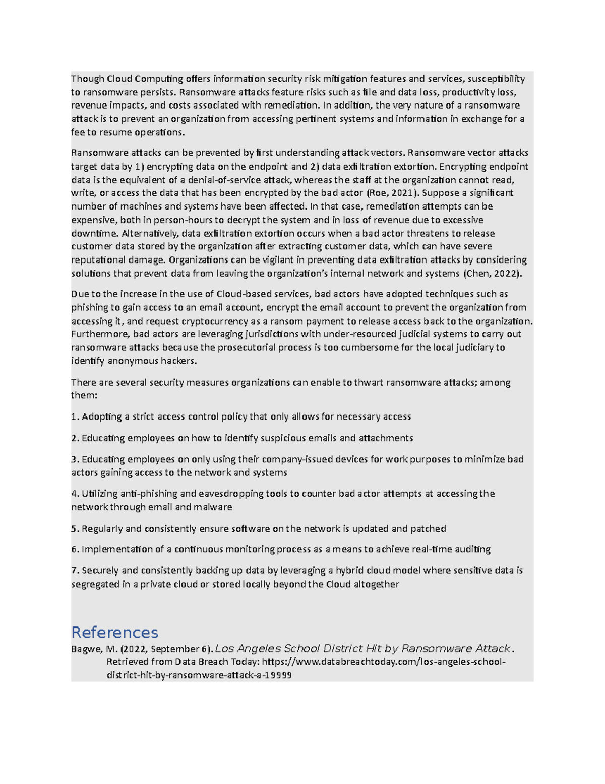 Db12 Discussions Though Cloud Computing Offers Information Security Risk Mitigation Features