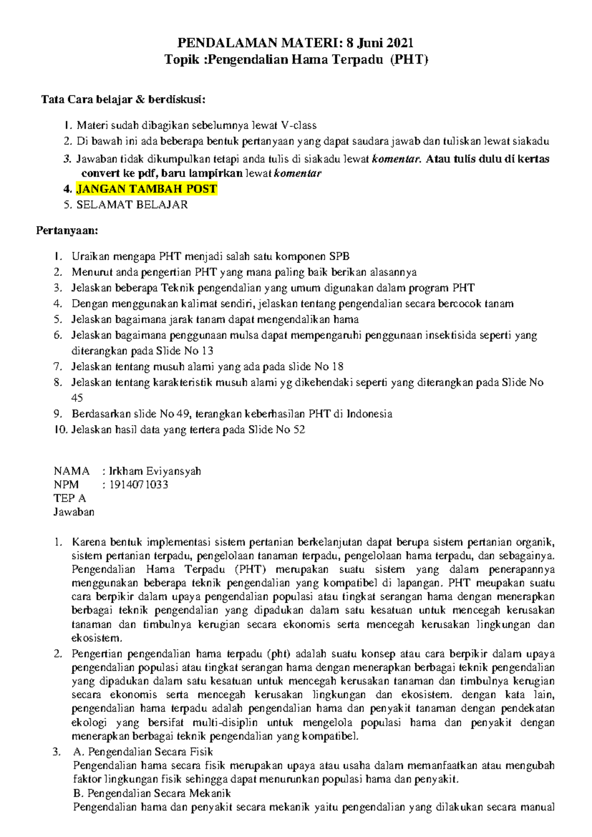 SPB Tugas 2 - Sistem Pertanian Berkelanjutan - PENDALAMAN MATERI: 8 Juni 2021 Topik ...