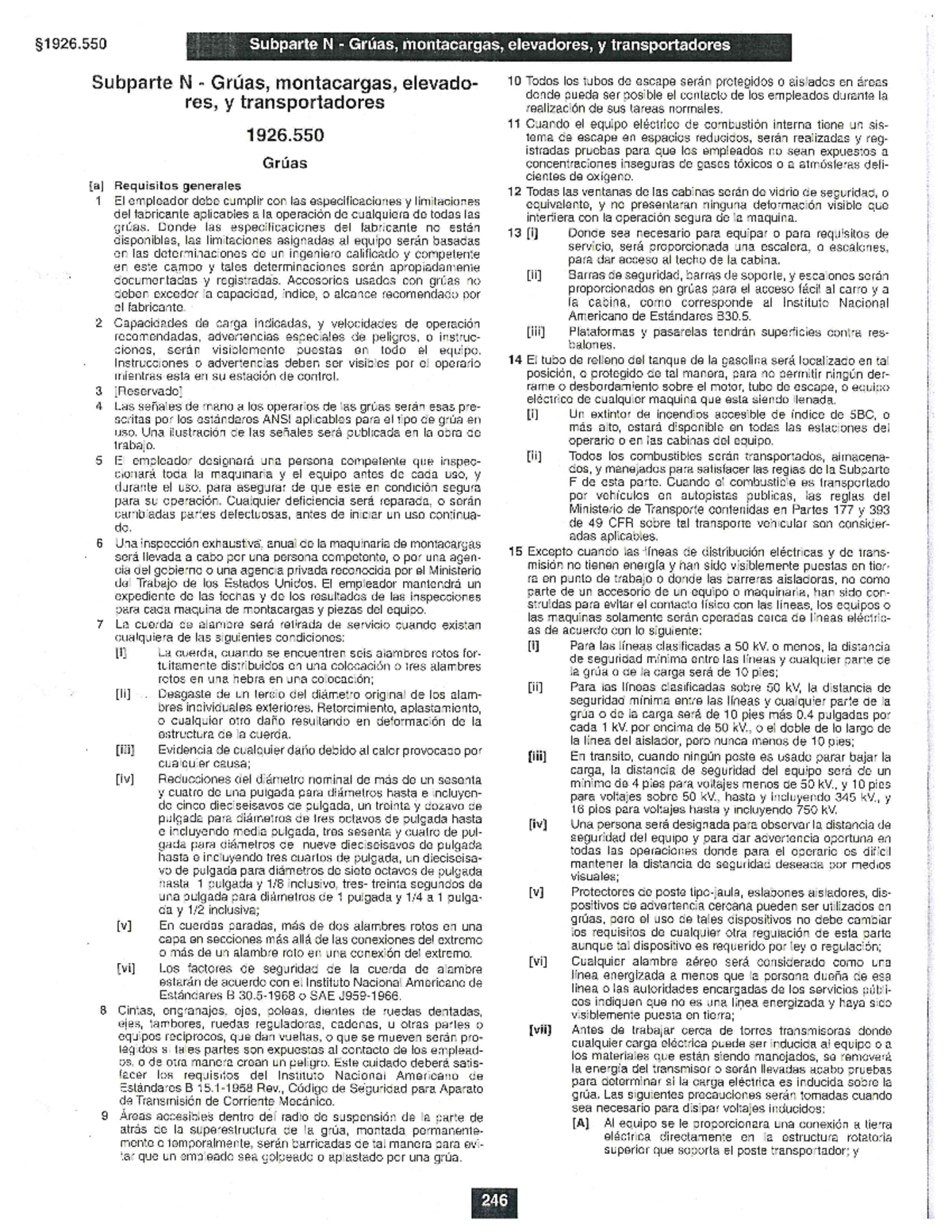 Temas sobre grúas - Subparte N Grúas, montacargas, elevadores, y transportadores Subparte N ...