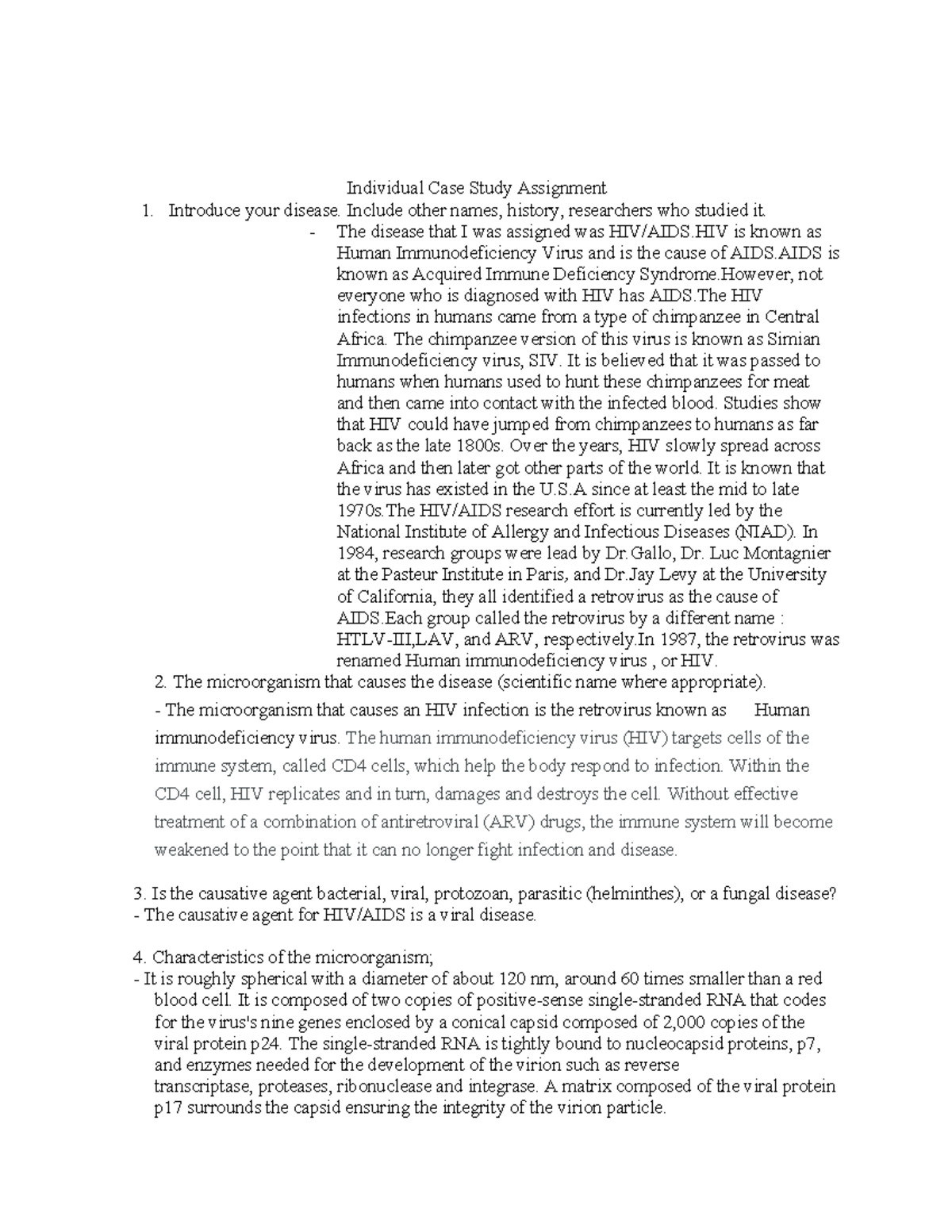 Micro bio case study - Adriana Vidal BIOL2400-L April 11, Individual ...