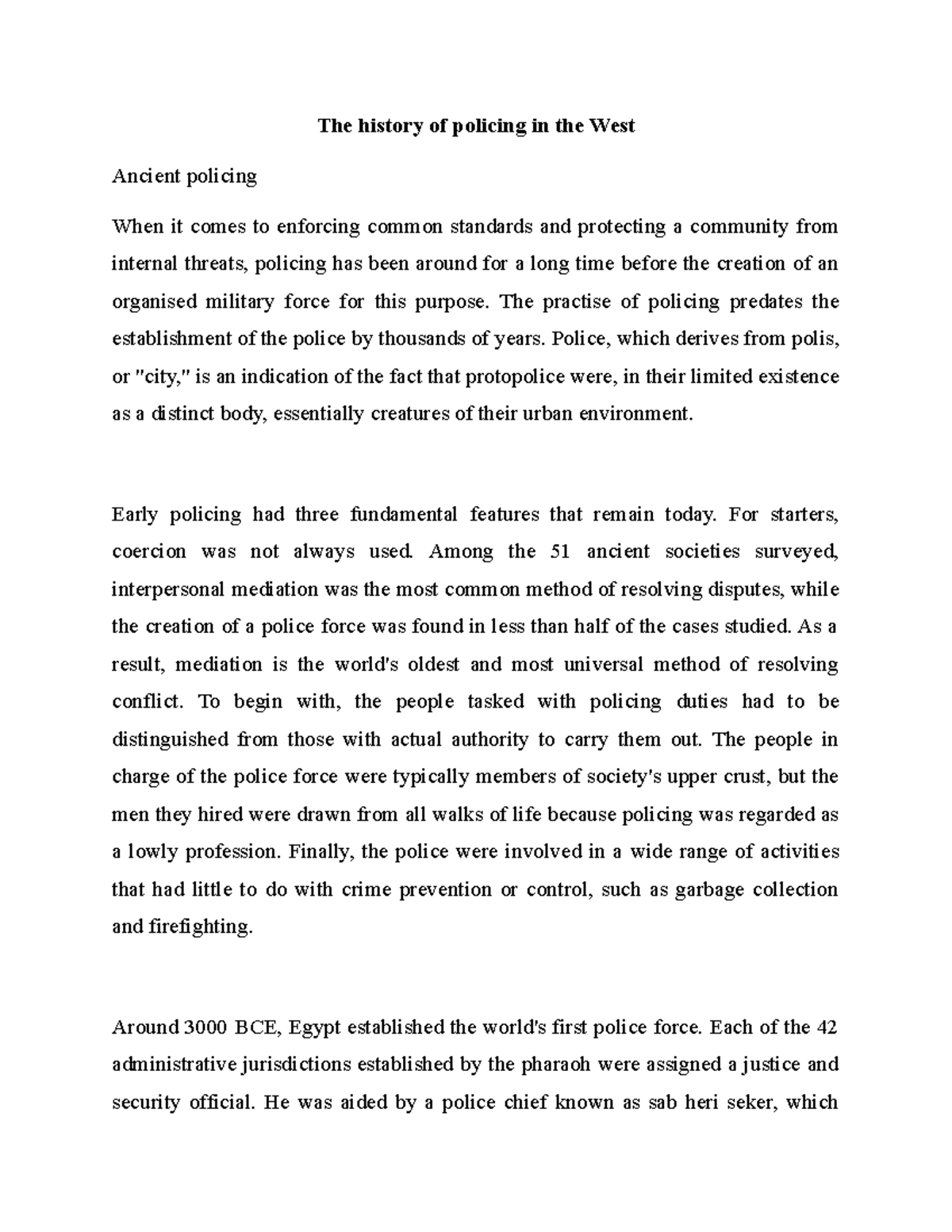 The history of policing in the West - The history of policing in the ...