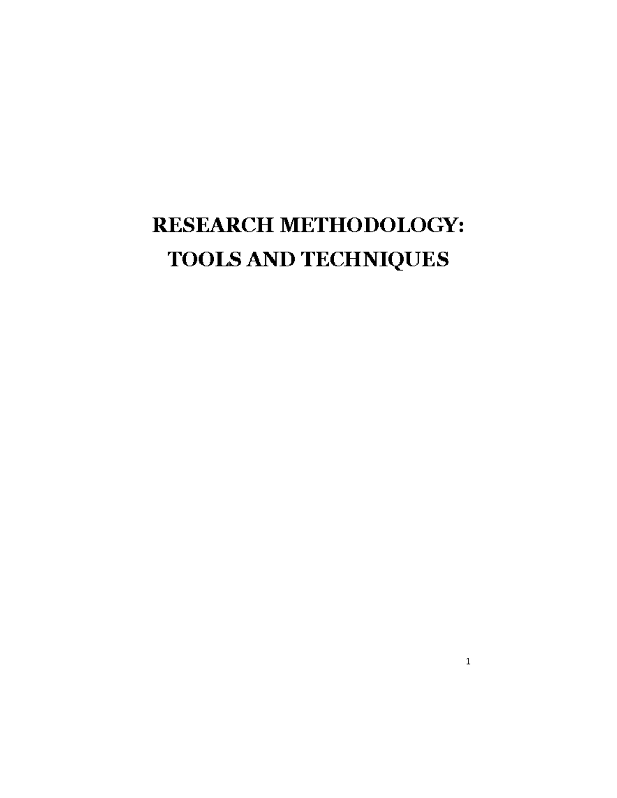 Research Methodology Tools and Technique - RESEARCH METHODOLOGY: TOOLS ...