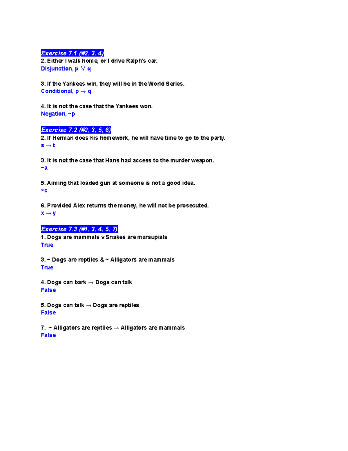 Logic of Everyday Reasoning - Homework 5 - Exercise 7 (#2, 3, 4) 2 ...