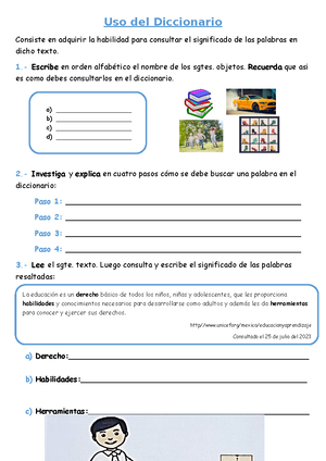 uso del diccionario - SESIÓN DE APRENDIZAJE ACTIVIDAD Mi primer día de ...