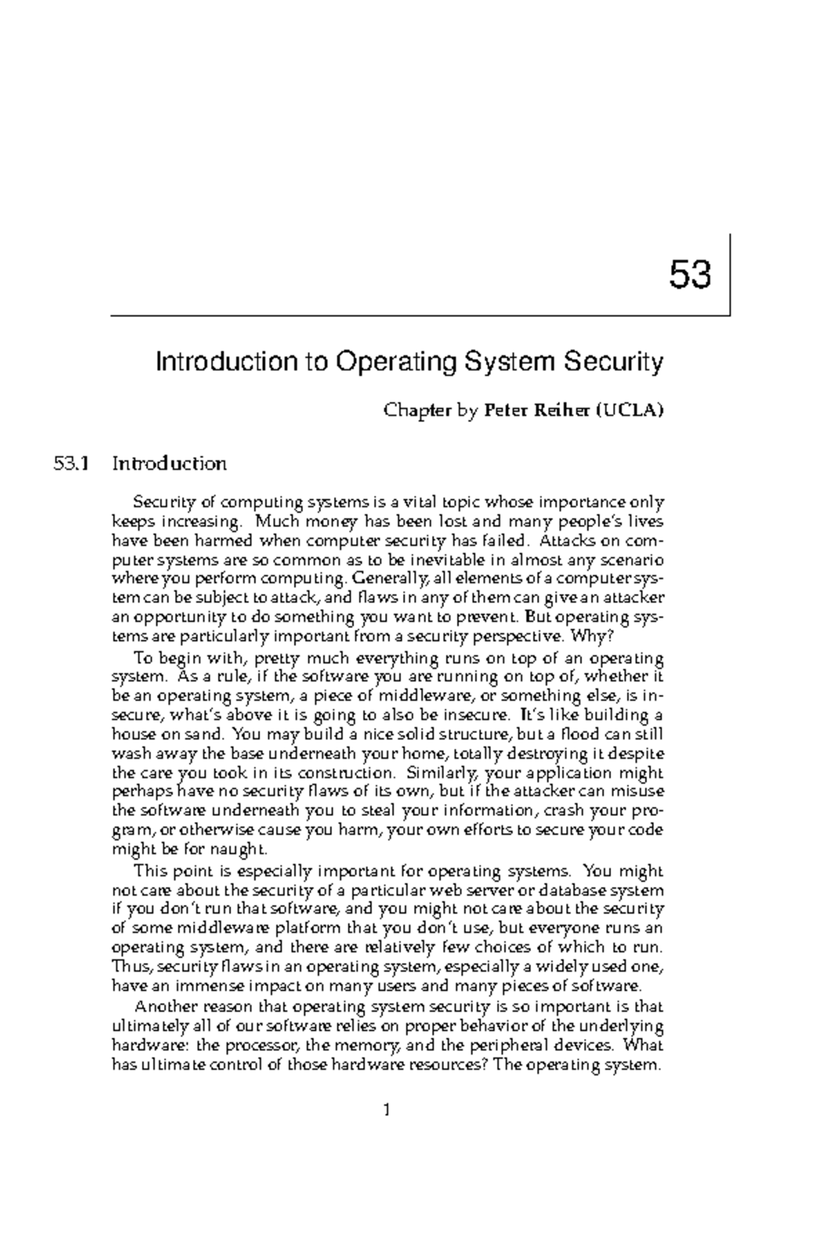 Security-intro - Operating Systems - 53 Introduction to Operating System Security Chapter by ...