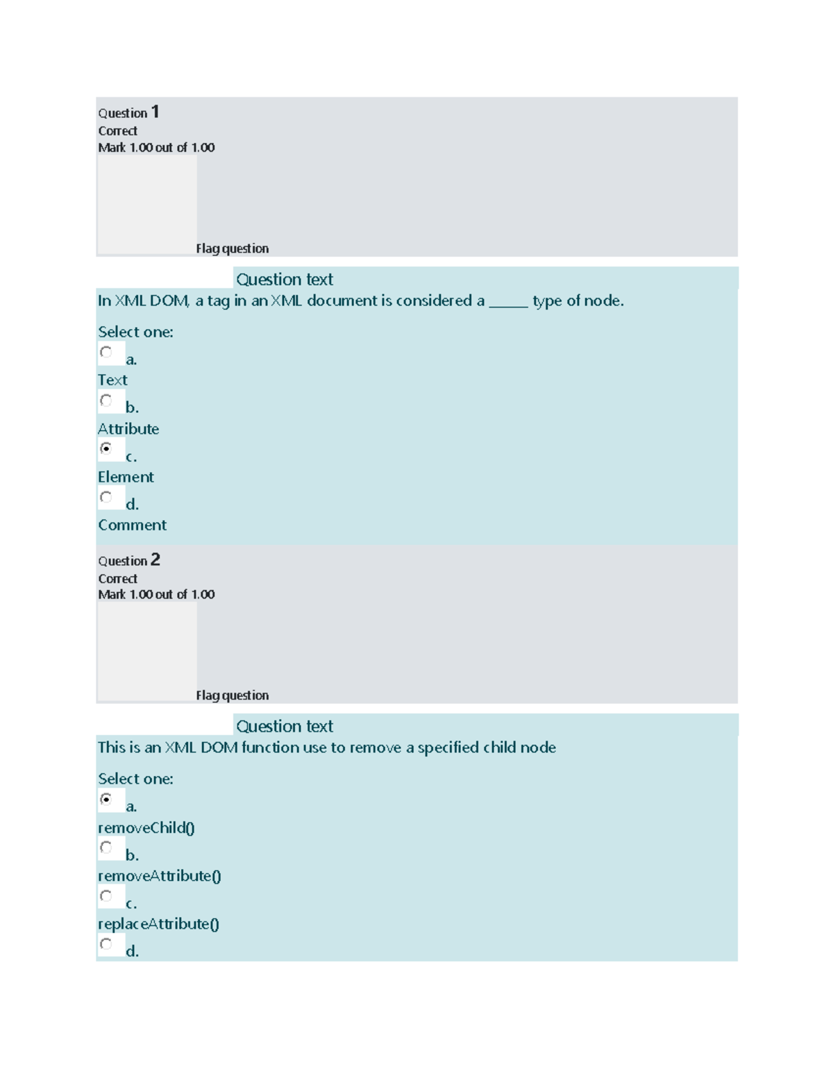Xml Based Web Applications Fq1 Fq2 Question 1 Correct Mark 1 Out Of 1