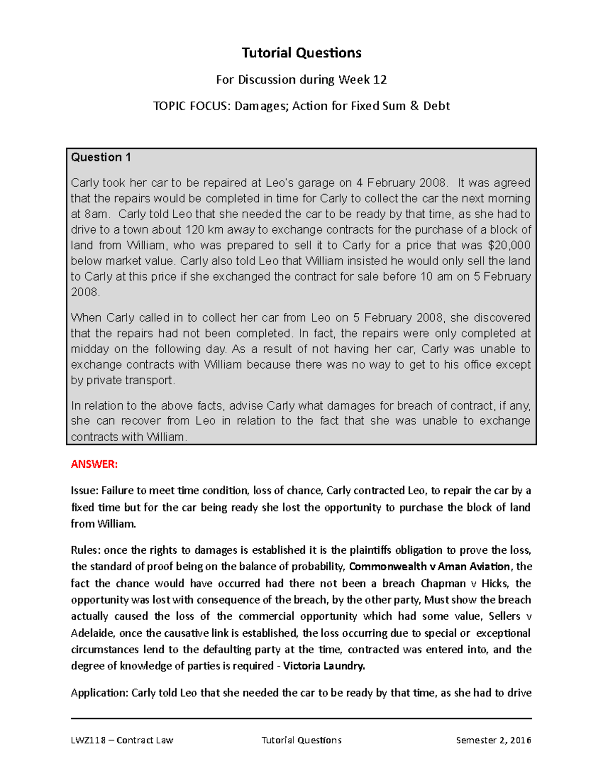 week 12.3 tutorial questions and answers - Tutorial Questions For ...