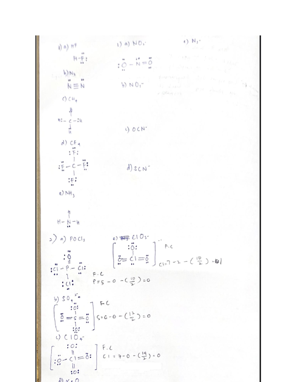 CHM361 tutorial chapter 1&2 - Inorganic Chemistry - 1)a) MF 1)a) NO. c ...