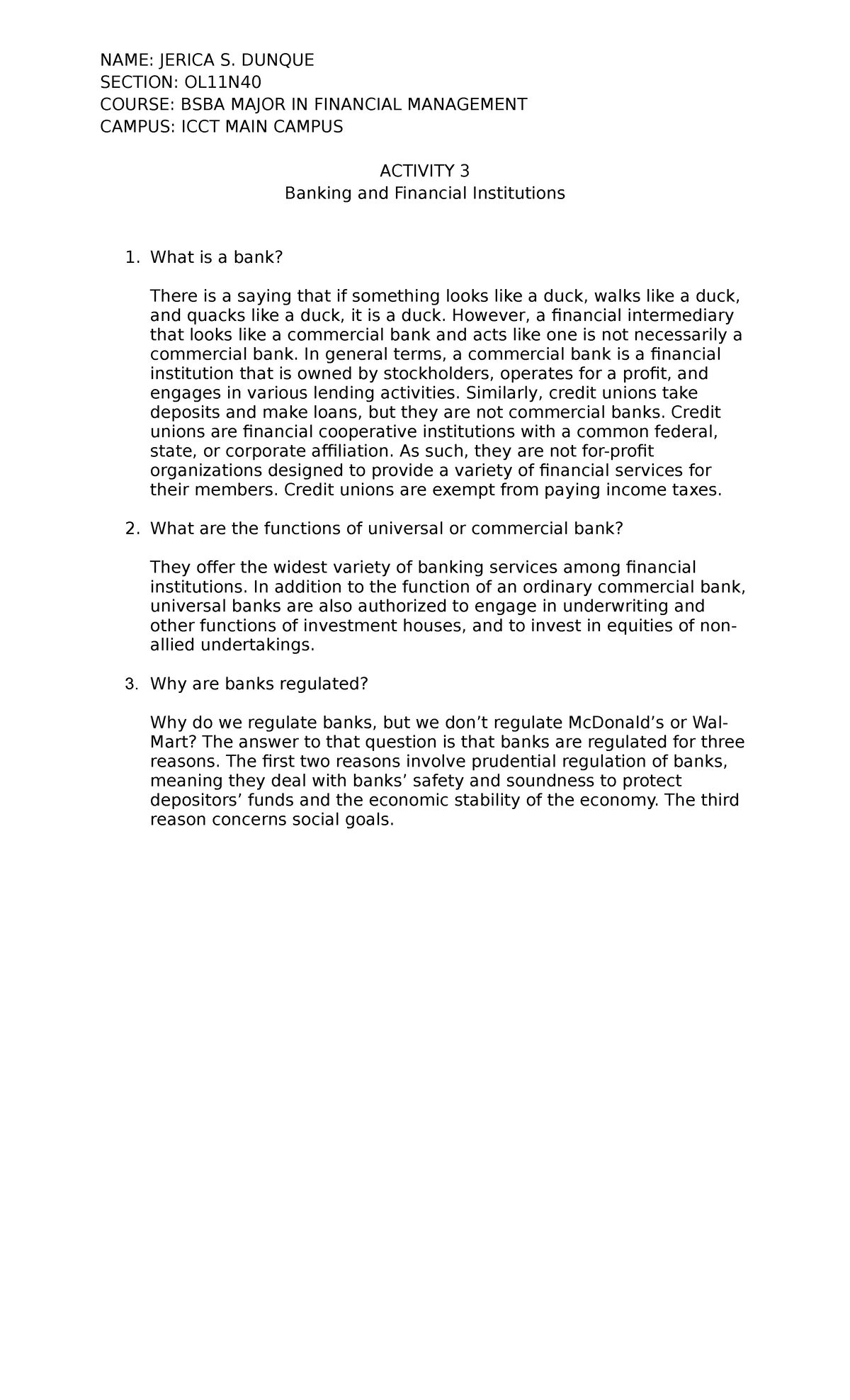 Activity 3 -Banking and Financial Institutions - 2019 5368 Dunque ...