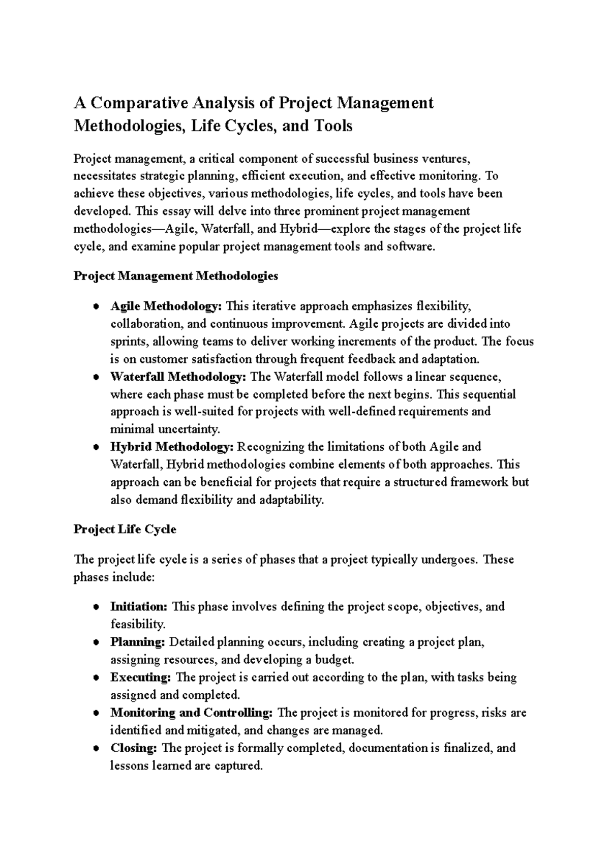 Fundamental Project Management Concepts - A Comparative Analysis of ...