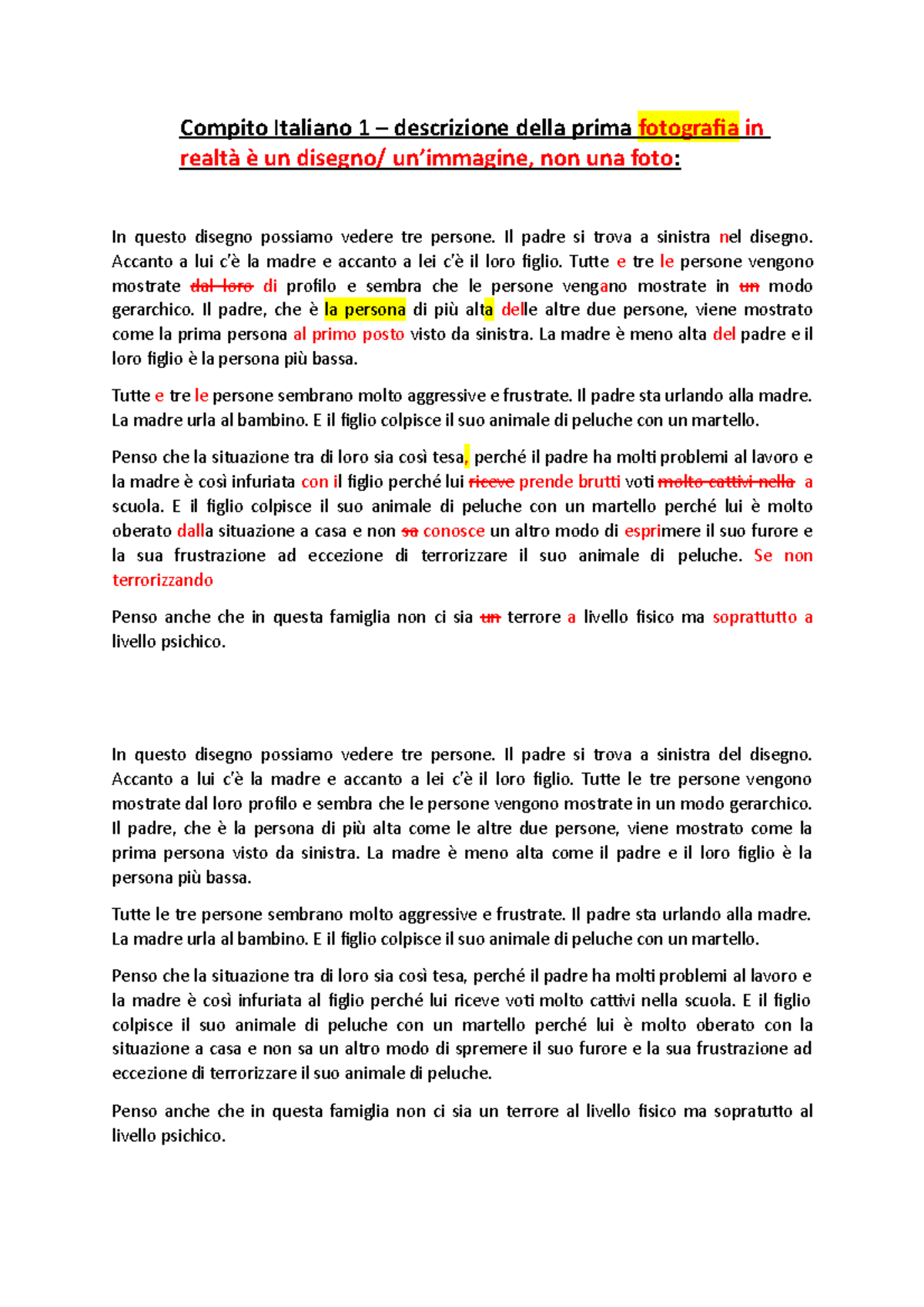 Compito Italiano 1 descrizione del disegno 1 Bjelobaba - Compito ...