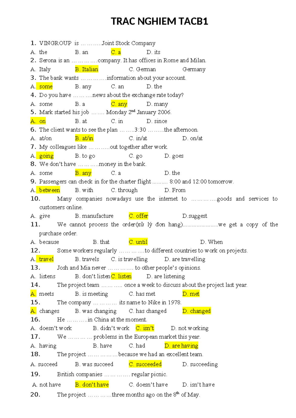 TRAC Nghiem TACB1. de - 123 - TRAC NGHIEM TACB VINGROUP is ...