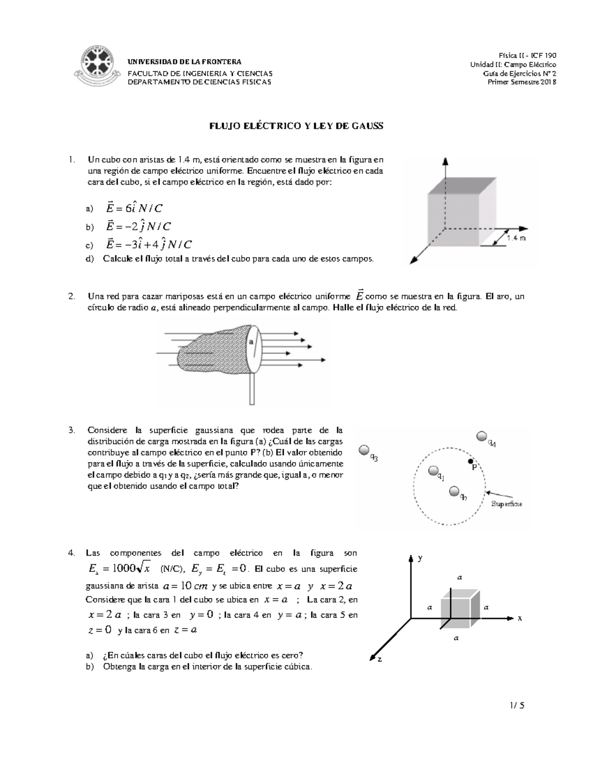 Guia No 2 Ley Gauss - 1- 2018-2 - Warning: TT: undefined function: 32 ####### UNIVERSIDAD DE LA ...