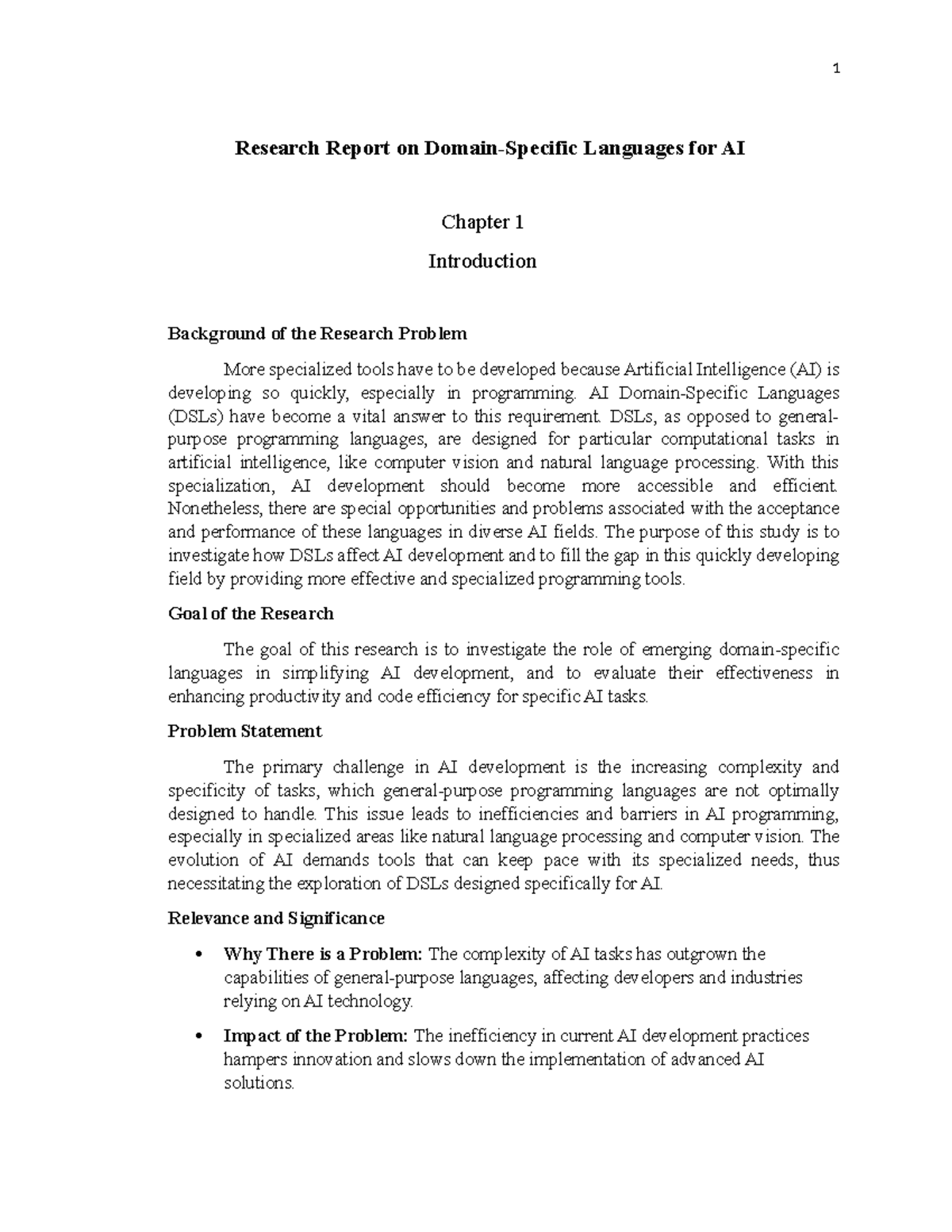 Module 2Assignment - 1 Research Report on Domain-Specific Languages for AI Chapter 1 ...