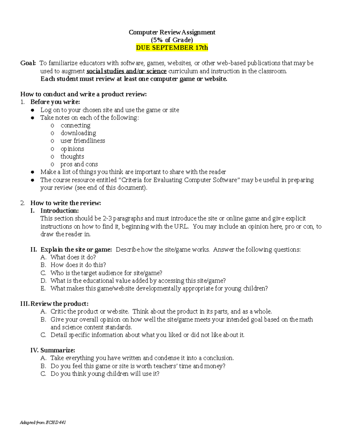 Computer Review Assignment F19 - Computer Review Assignment (5% of ...