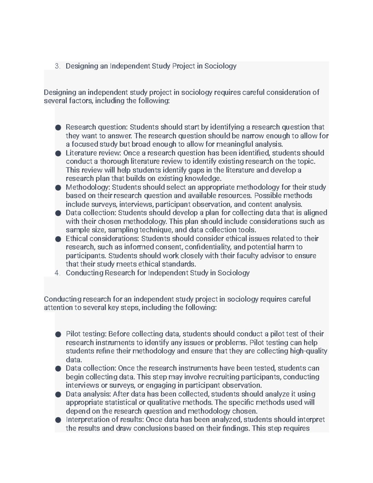 Independent Study in Sociology 3-4 - Designing an Independent Study ...