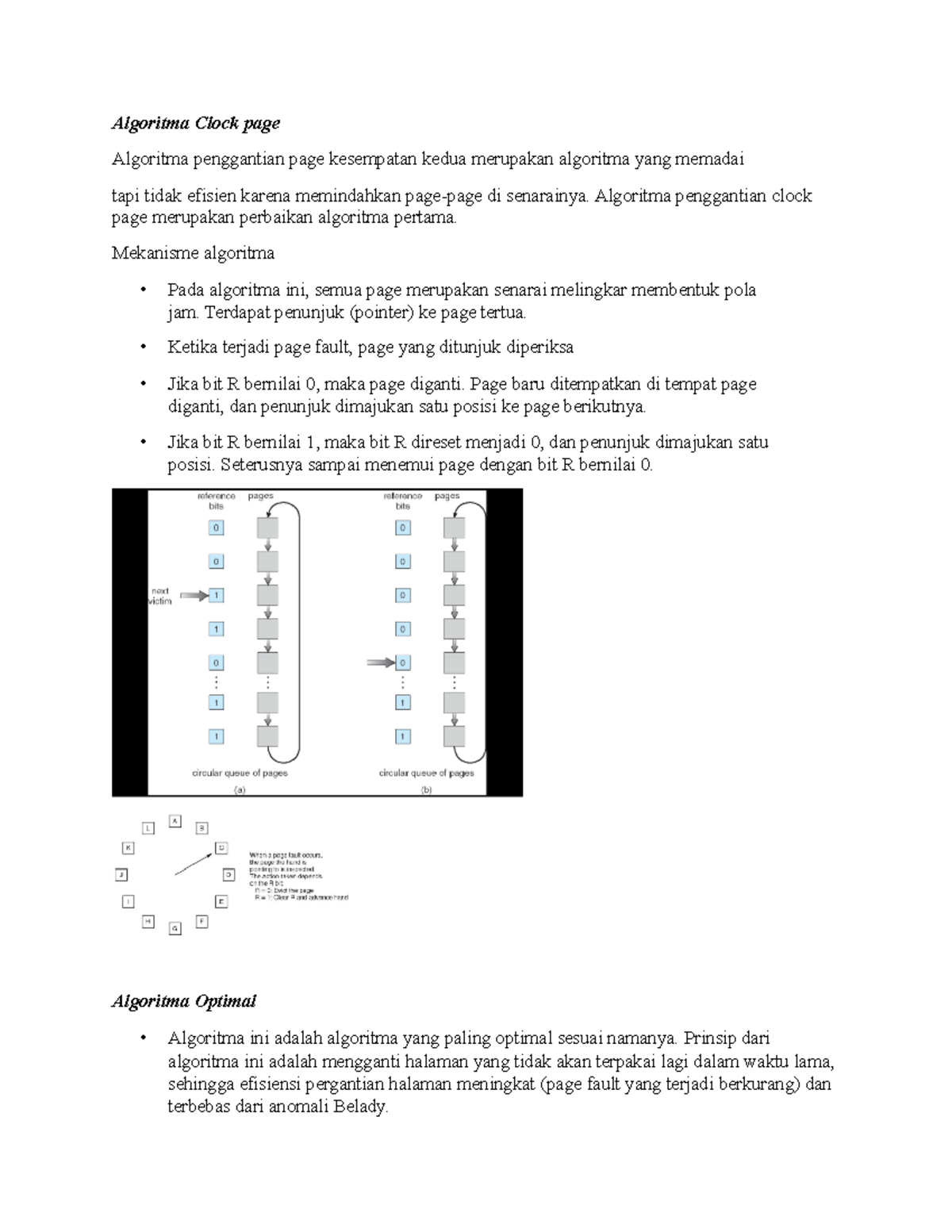Sistem Operasi 1 - Algoritma Clock page Algoritma penggantian page ...