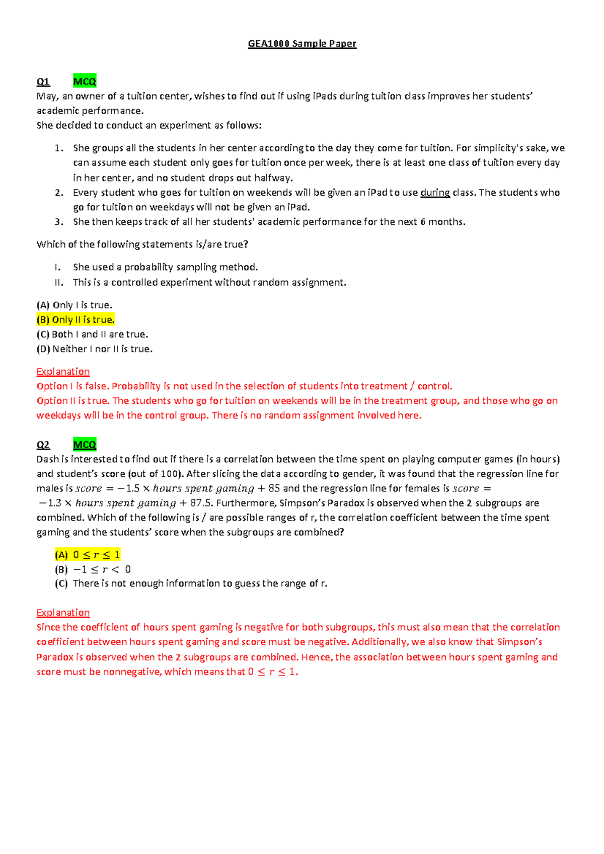 [Solution] Examplify Practice - GEA 1 000 Sample Paper Q 1 MCQ May, an ...