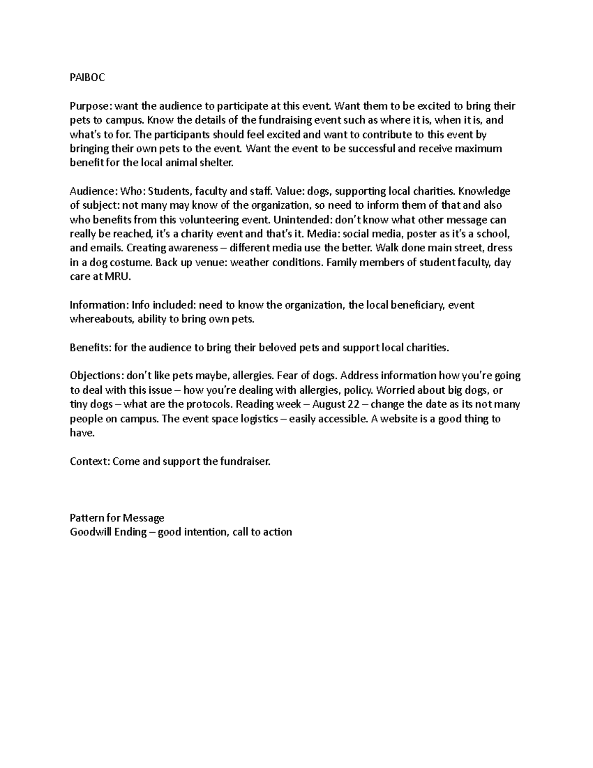 Paiboc - PAIBOC Purpose: want the audience to participate at this event ...