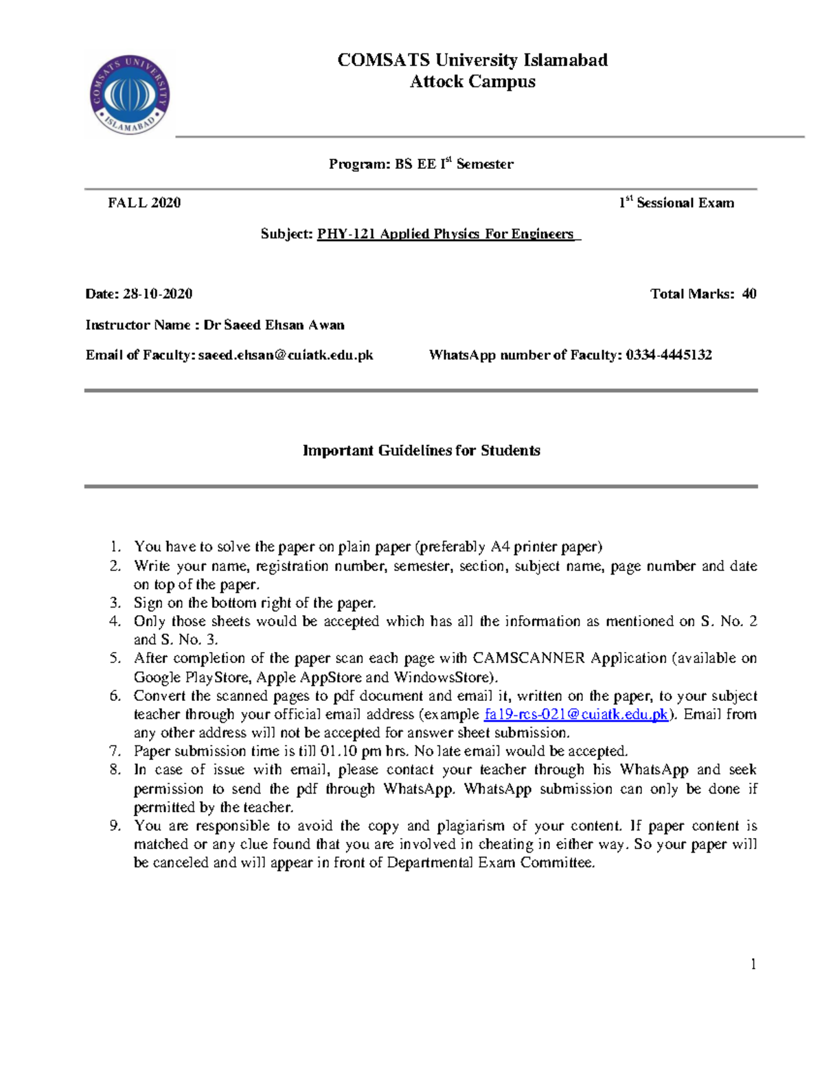 nice efforts for you - 1 COMSATS University Islamabad Attock Campus ...