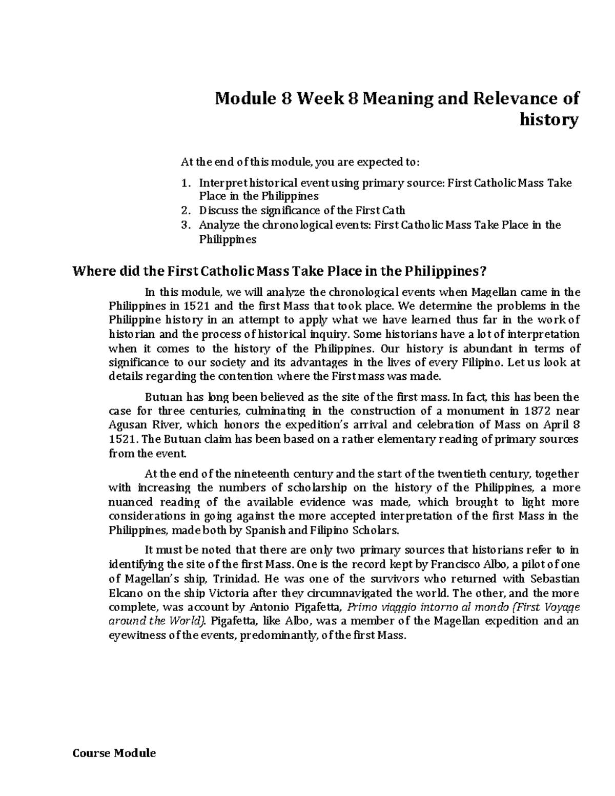 W8-Module 08 Meaning and Relevance of History - Course Module Module 8 ...