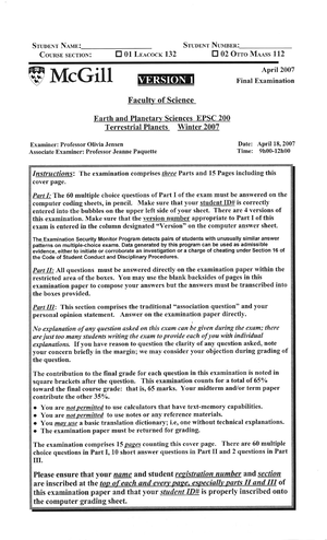 Exam 11 December 2007, questions - Epsc 221 - Studocu