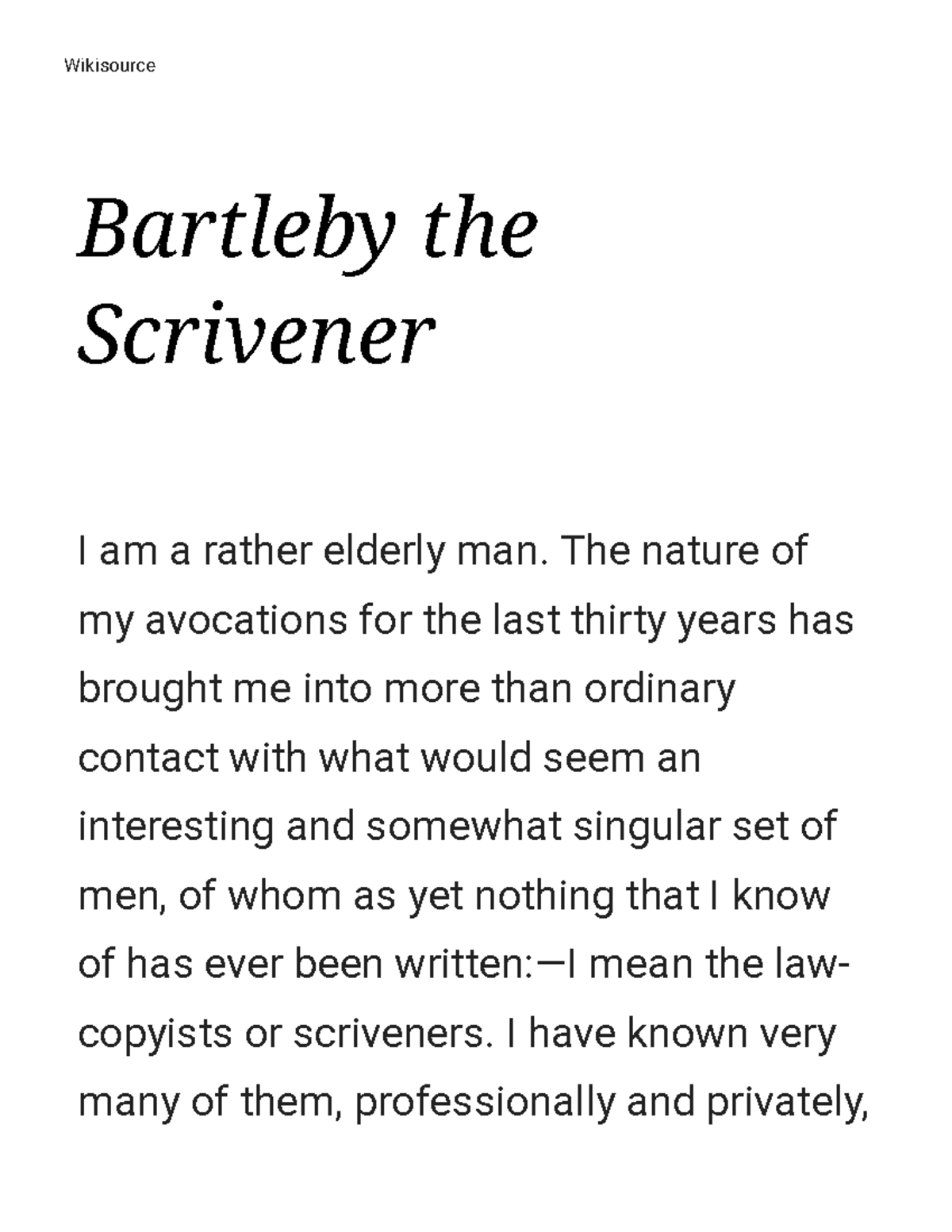 Bartleby the Scrivener - Wikisource, the free online library ...