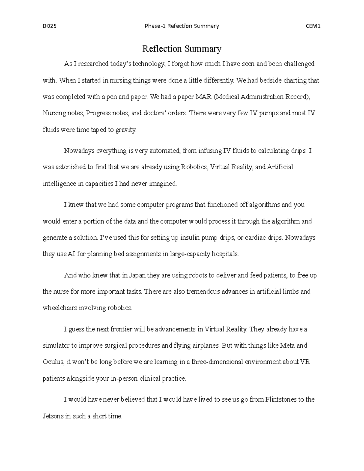 D029 CEM1 Reflection Summary Phase 1 - D029 Phase-1 Refection Summary ...