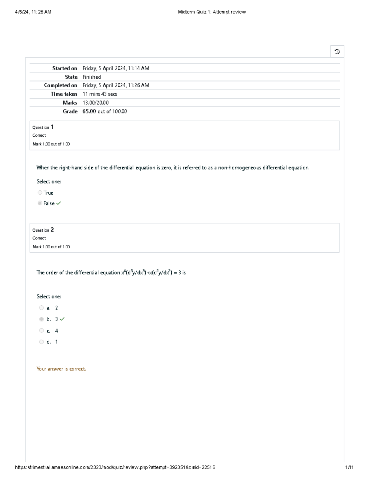 Midterm Quiz 1 diff - Summary IT Project Management - Started on Friday, 5 April 2024, 11:14 AM ...