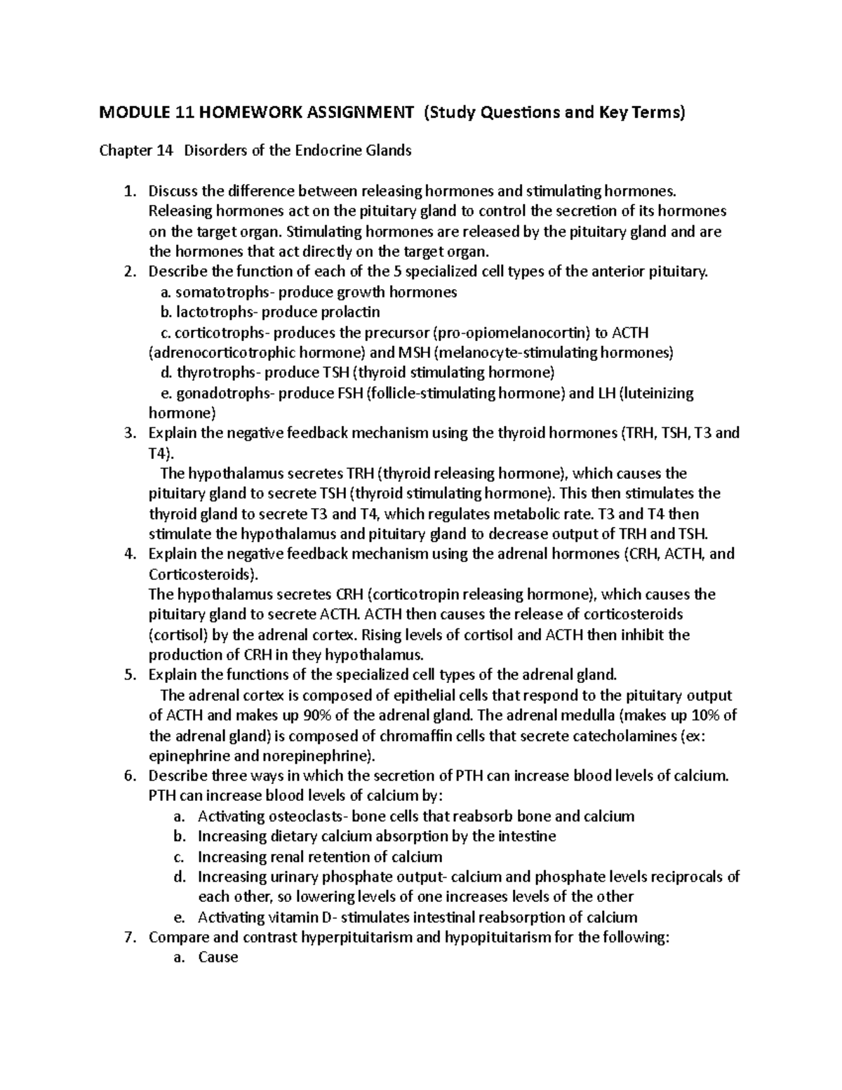 Pathophysiology Hmwrk 11 - MODULE 11 HOMEWORK ASSIGNMENT (Study ...