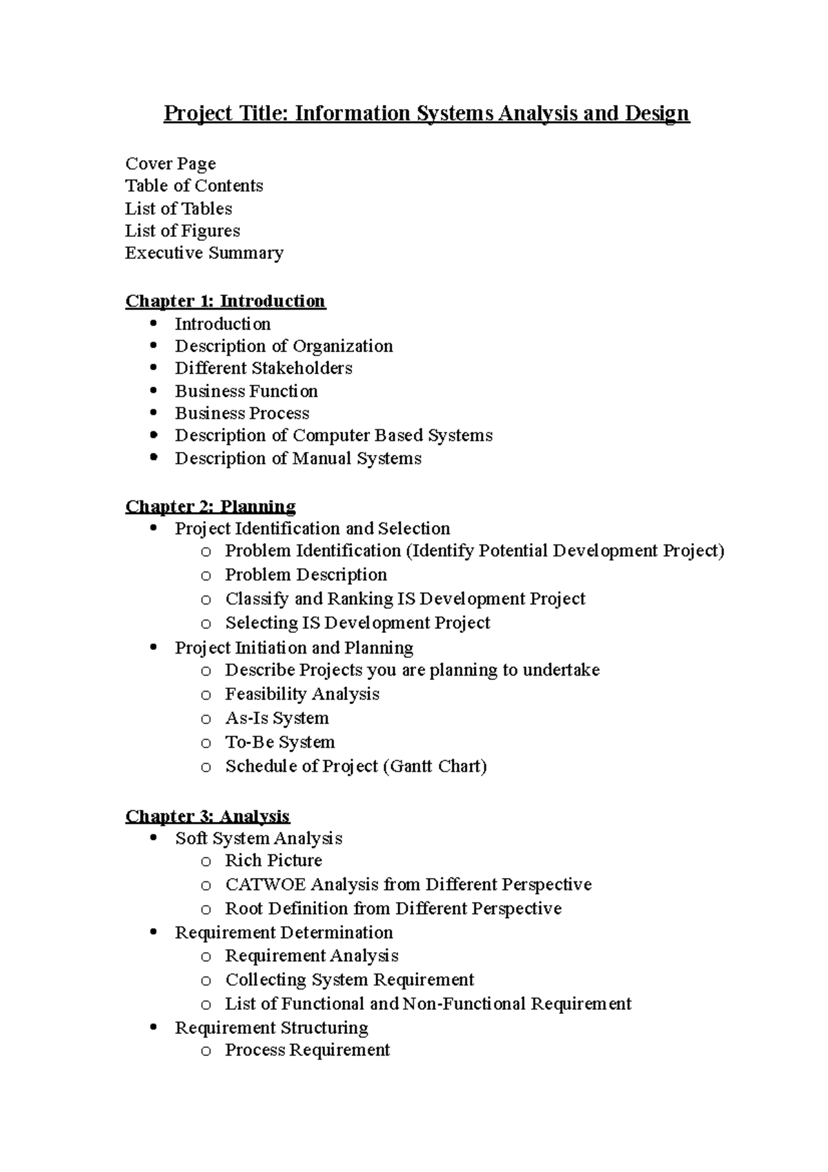 Guidelines for Project - Project Title: Information Systems Analysis ...
