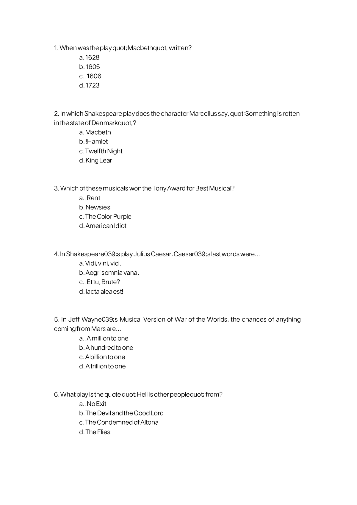 CS280 HW 5 - Greek Mythology - When was the play quot;Macbethquot ...