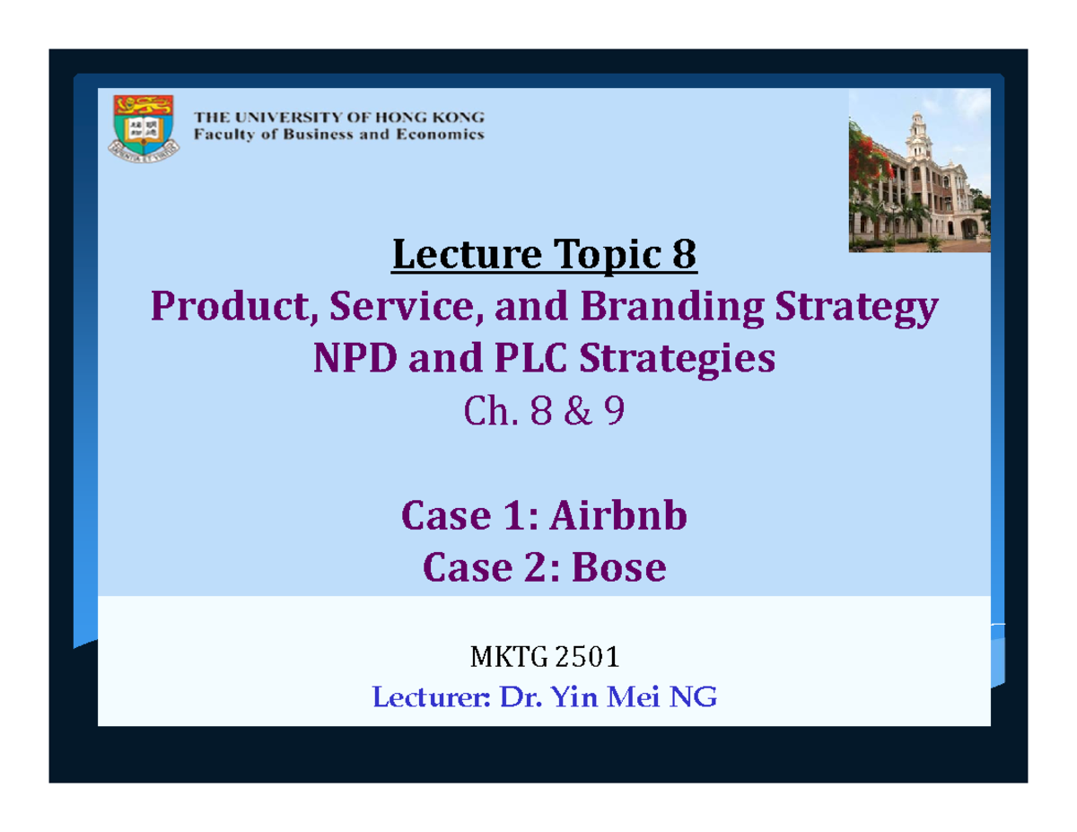 Handout 8b Product Branding Services NPD PLC 2018 F - Lecture Topic Product, Service, and ...