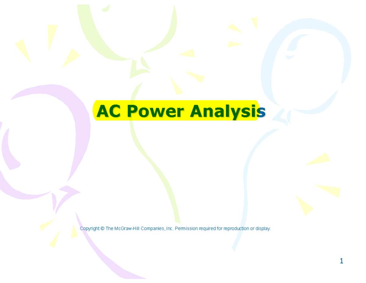 03. AC Power - eee course material - AC Power Analysis Copyright © The McGraw-Hill Companies ...