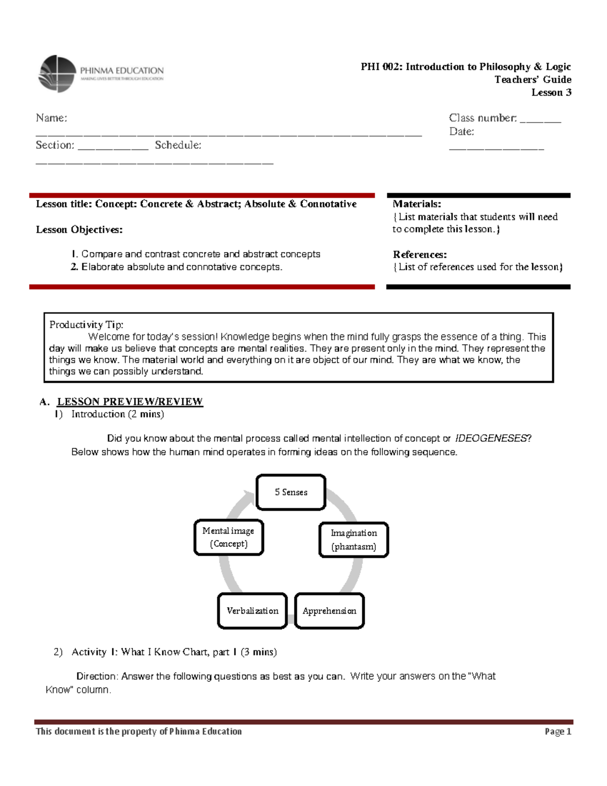 Day 1 - Lesson 3 Logic - Teachers’ Guide Lesson 3 Name: - Studocu