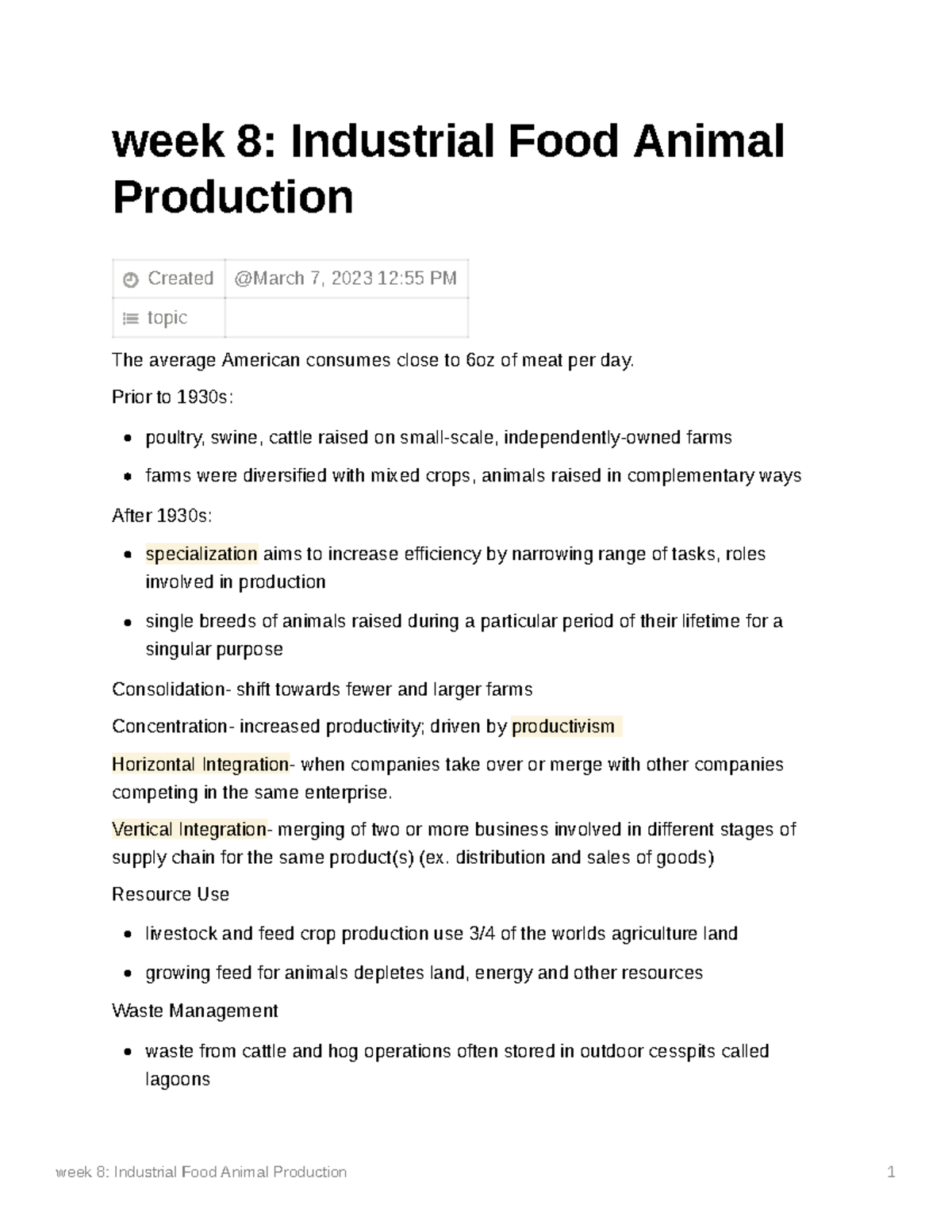 Week 8 Industrial Food Animal Production - Prior to 1930s: poultry ...