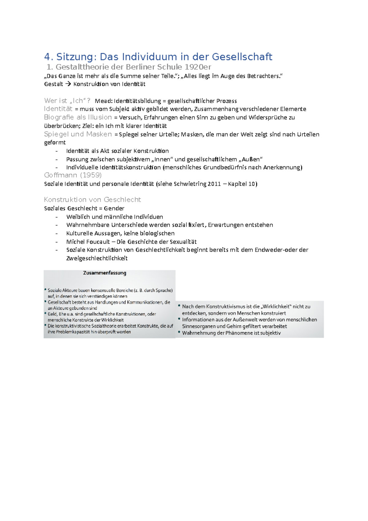 Das Individuum in der Gesellschaft - 4. Sitzung: Das Individuum in der ...