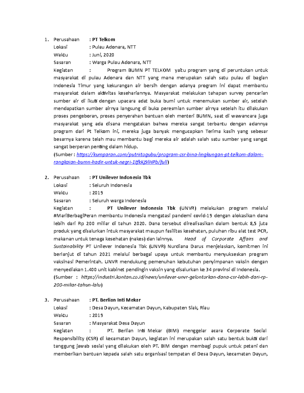 Tugas Manaj Penbis - Perusahaan : PT Telkom Lokasi : Pulau Adonara, NTT ...