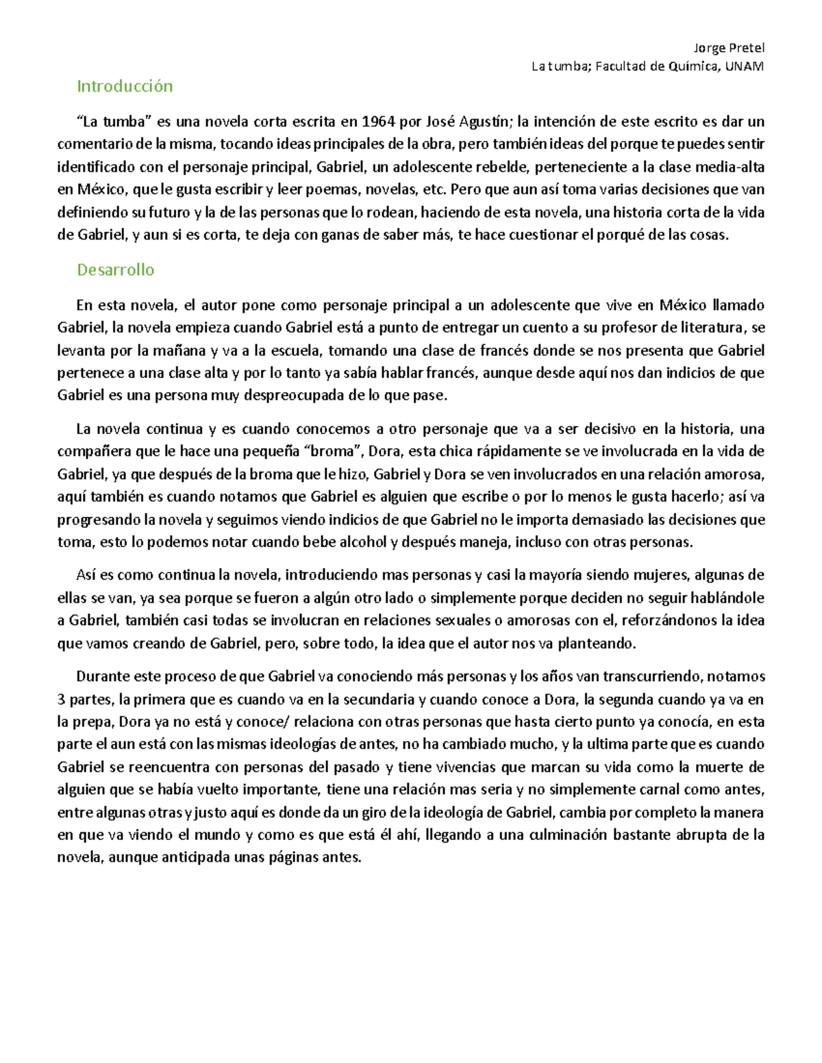 La tumba - Jorge Pretel La tumba; Facultad de QuÌmica, UNAM IntroducciÛn