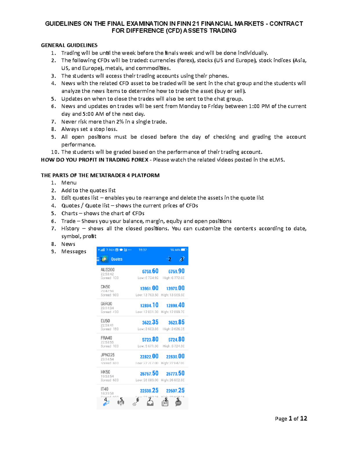 Trading General Guidelines - FOR DIFFERENCE (CFD) ASSETS TRADING ...