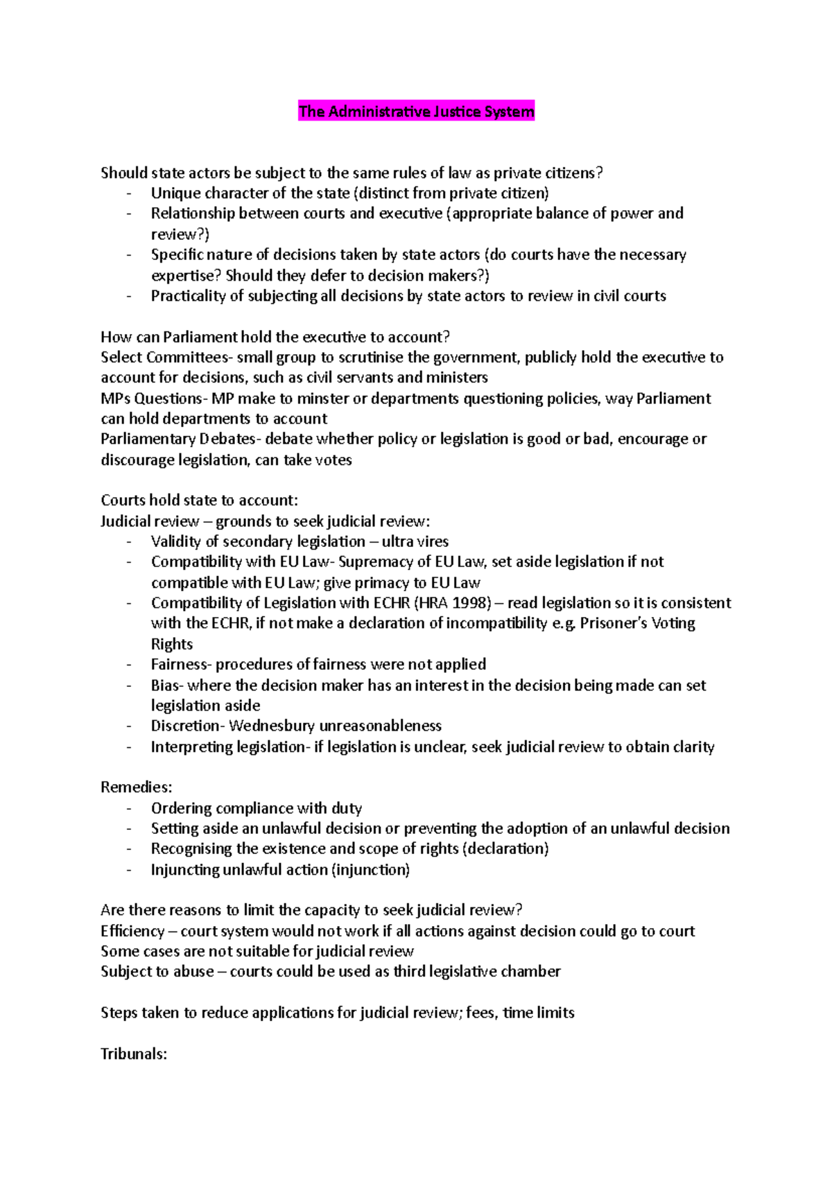 Intro to Law- The Administrative Justice System - The Administrative ...