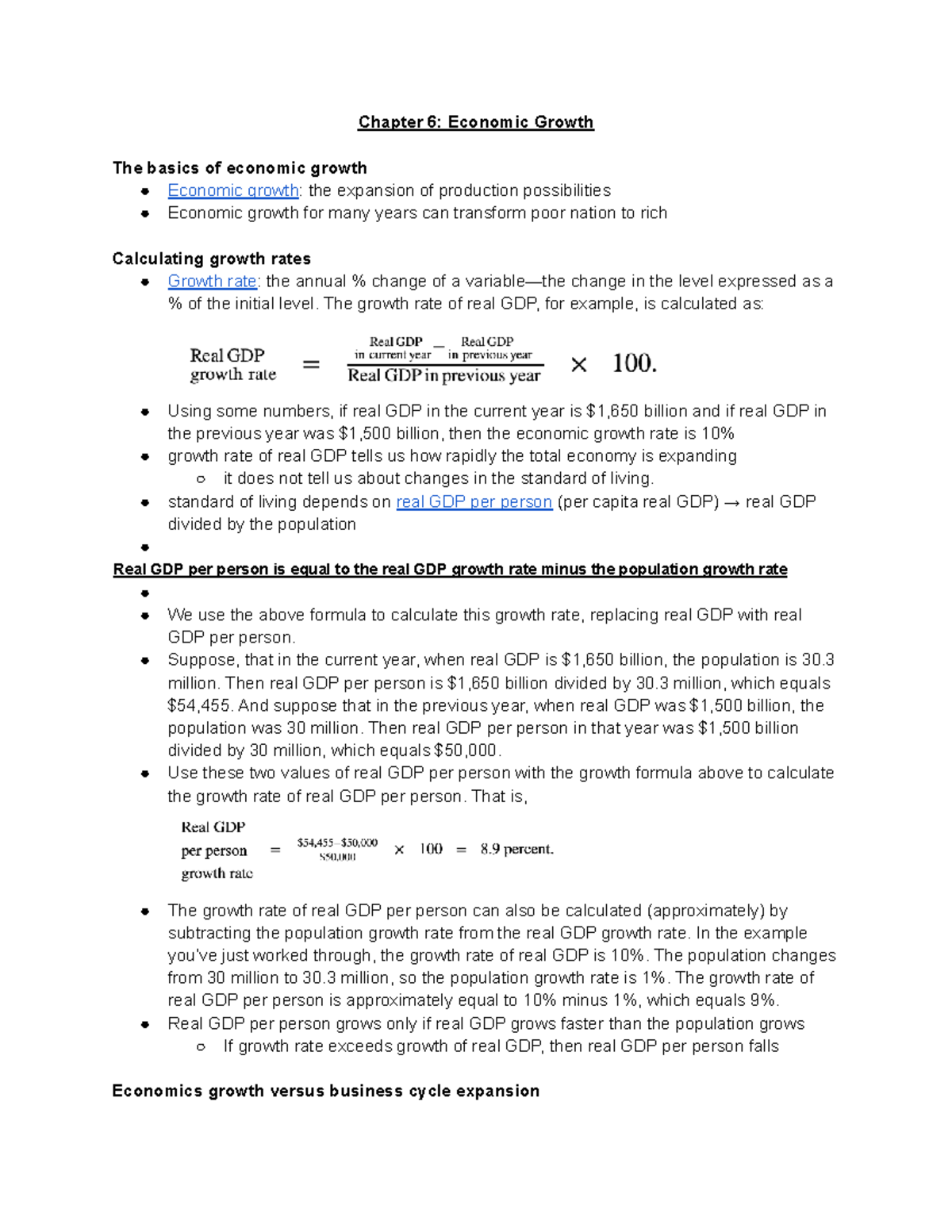 Chapter 6 Economic Growth - Chapter 6: Economic Growth The basics of ...