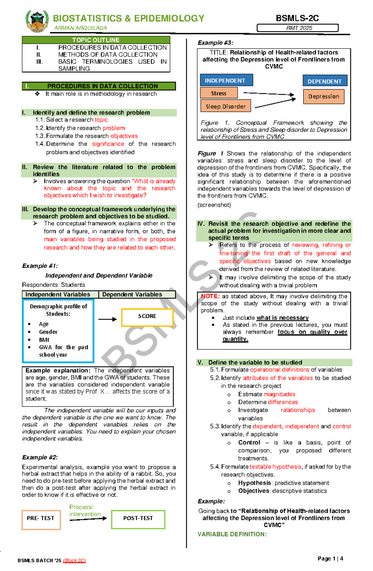 04 Biostat - EMASS - Page 1 | 4 BIOSTATISTICS & EPIDEMIOLOGY ARMAN ...