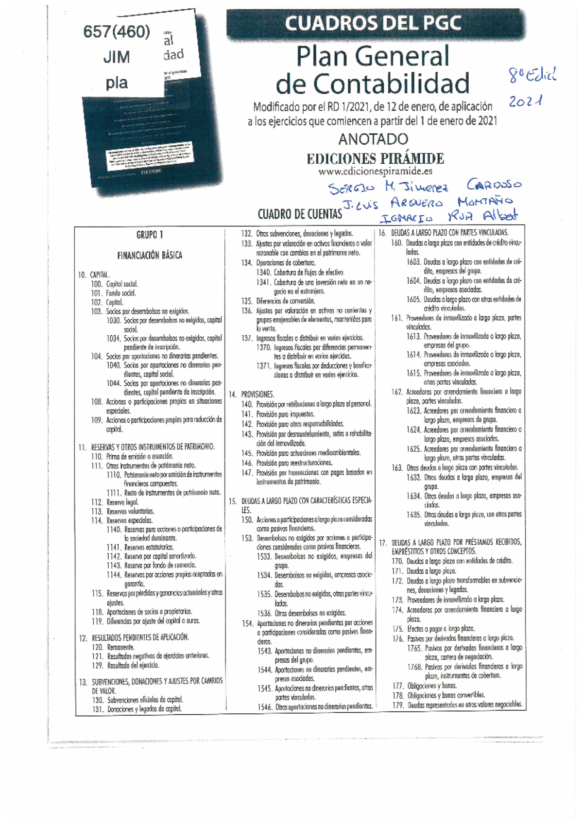 Cuadro de cuentas PGC - Fundamentos de la Contabilidad Financiera - Studocu