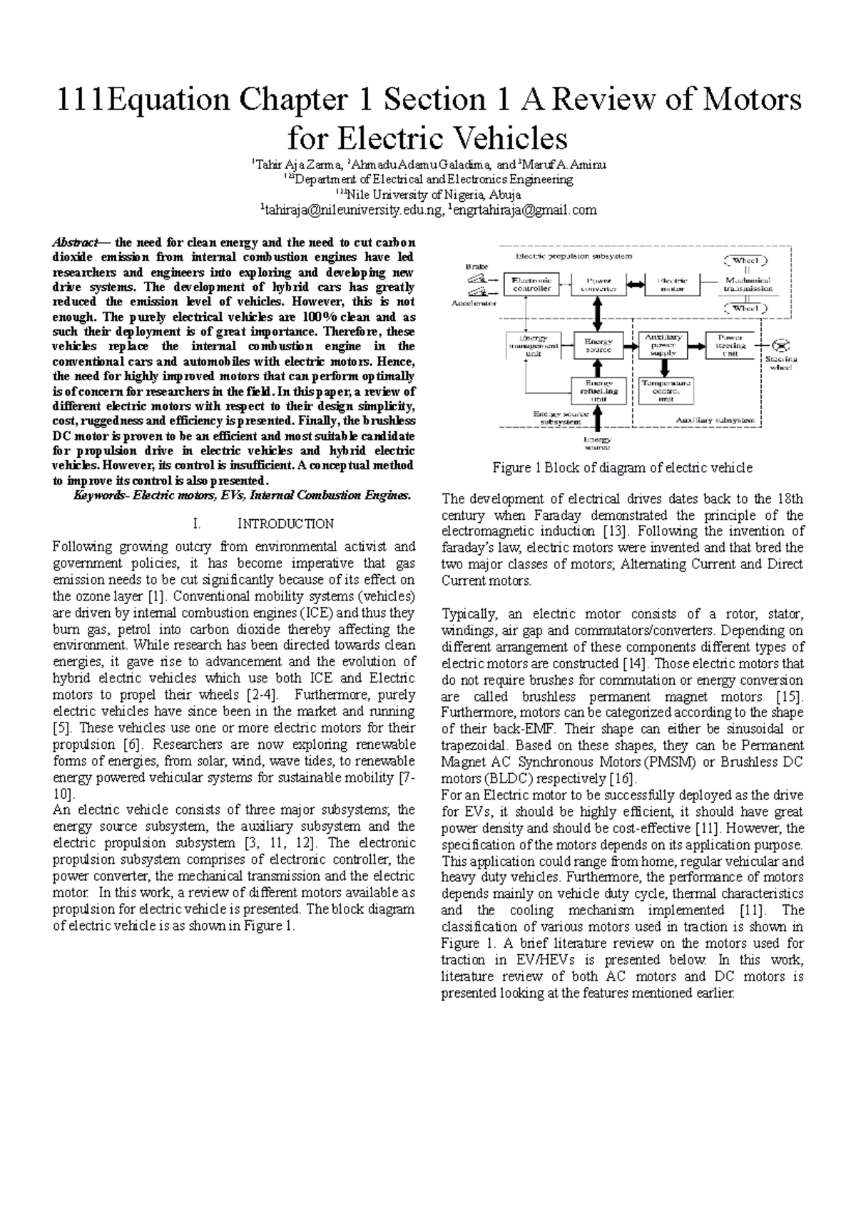 AReviewof Motorsfor Electric Vehicles Paper - 111Equation Chapter 1 ...