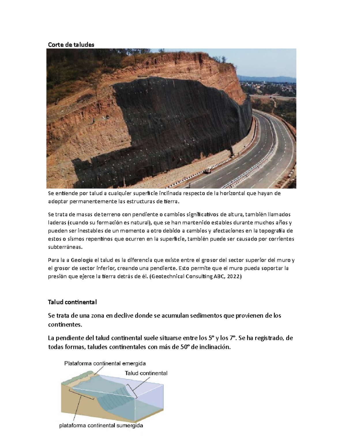 Corte de taludes - holaa - Corte de taludes Se entiende por talud a ...