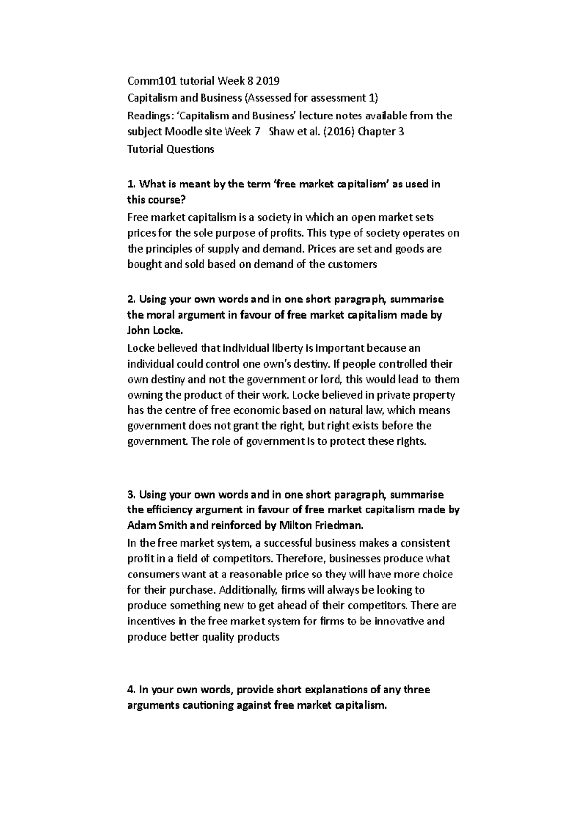 Week 8Q - Lecture n Tutorial Note - Comm101 tutorial Week 8 2019 ...