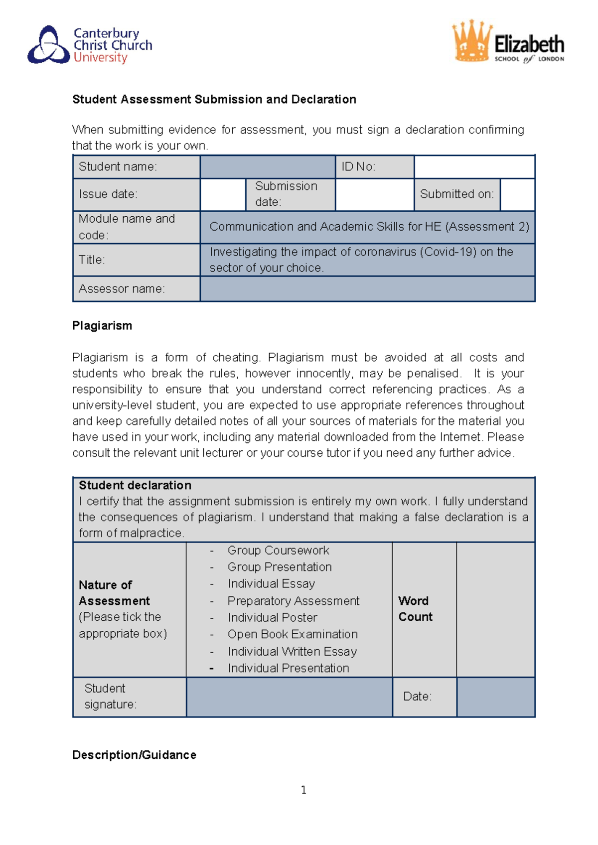 Assessment 2 CAS - Template - Student Assessment Submission and ...